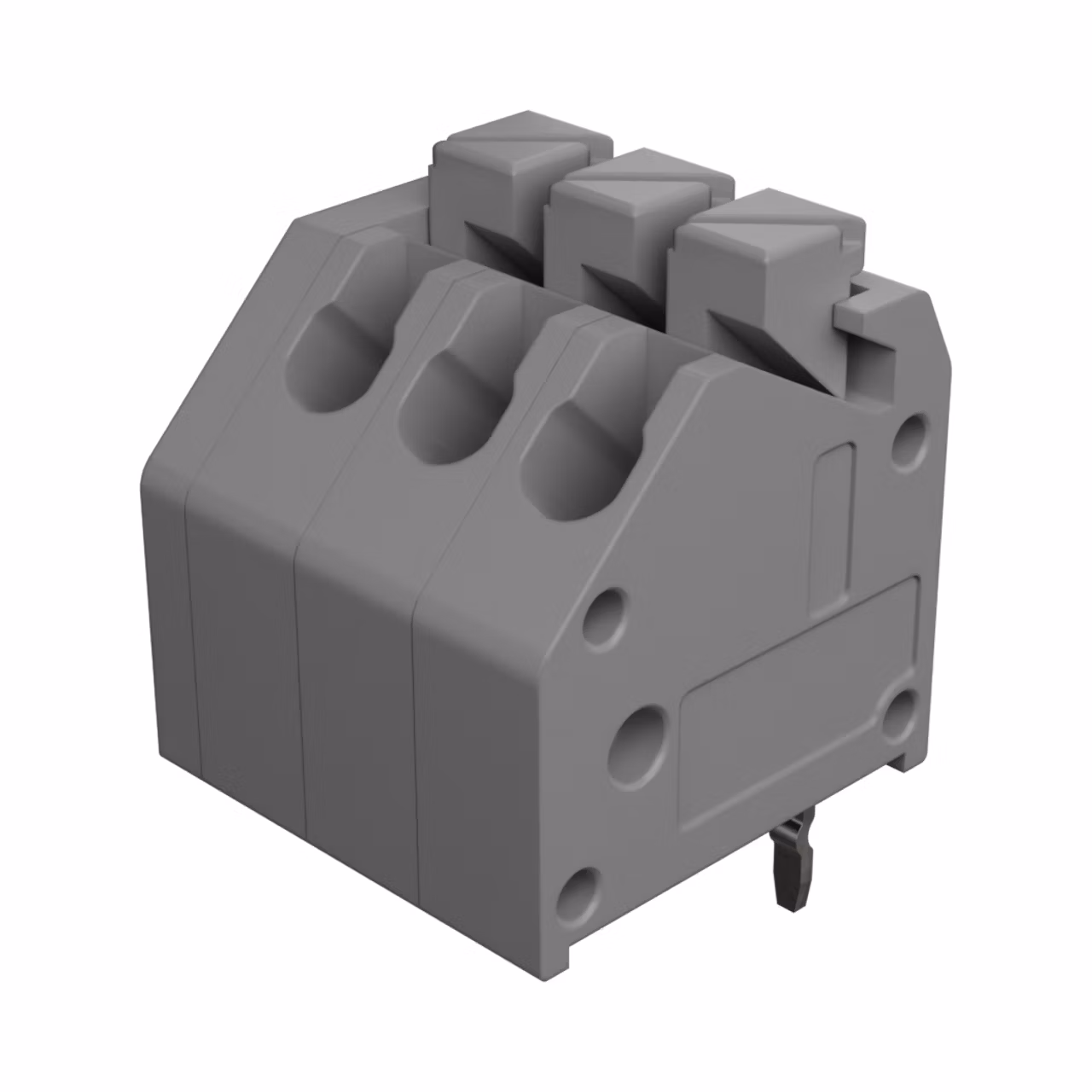 3.50mm Pitch, Eurostyle Dual Row Fixed-Mount Push-Button Terminal Block, 45° Modular, 5A, 20-16 AWG, Light Gray, 3 Circuits for sale