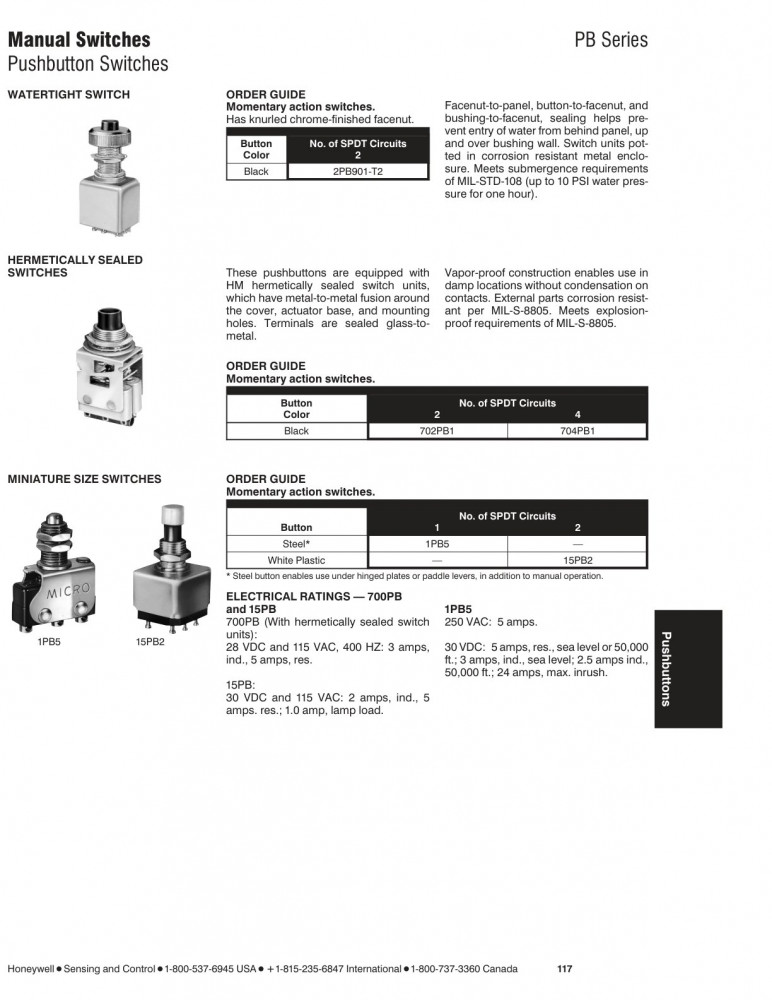 Honeywell pushbutton switch document page 2