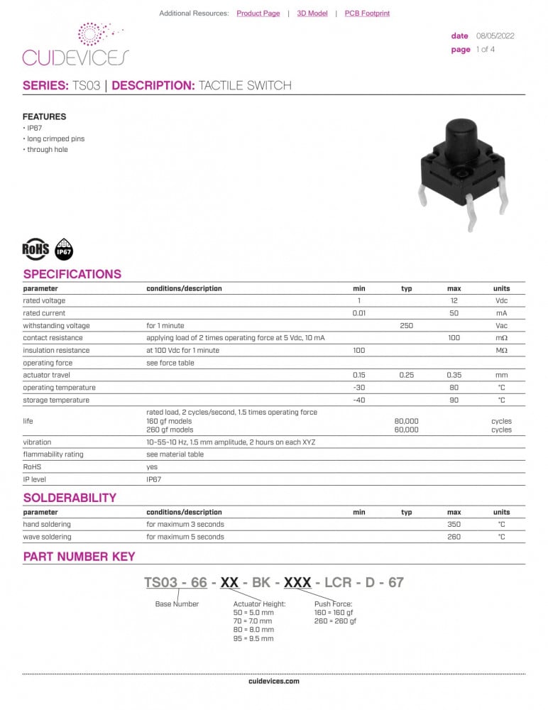 TS03-66-95-BK-260-LCR-D-67 datasheet page 1