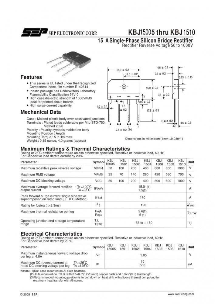 SEP KBJ1510 datasheet page 1