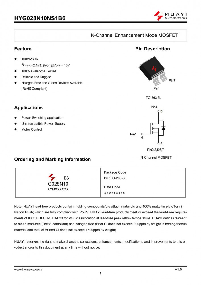 HYG028N10NS1B6 datasheet page 1