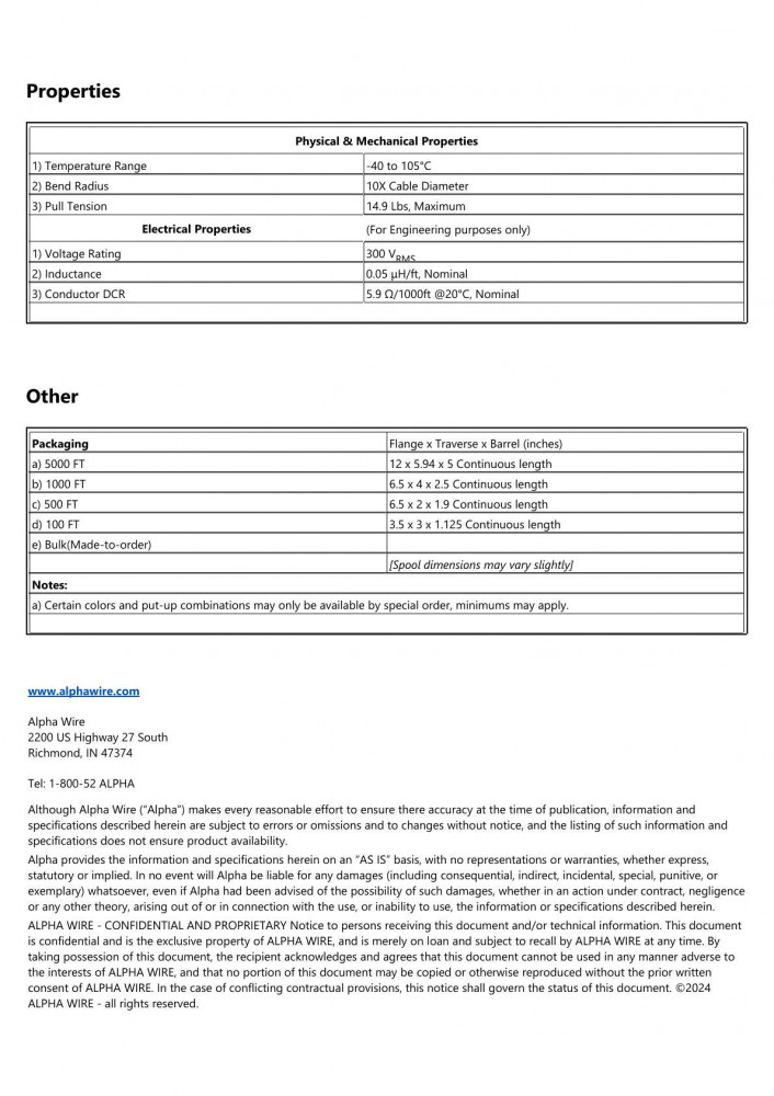 Alpha Wire 891819 specification page 2