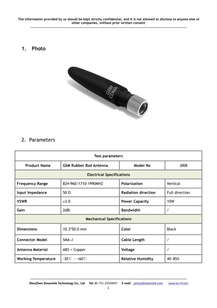 J008-GSM specification page 3