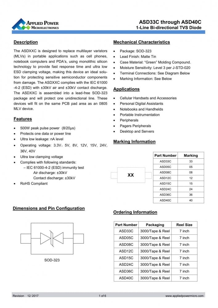 ASD12C datasheet page 1