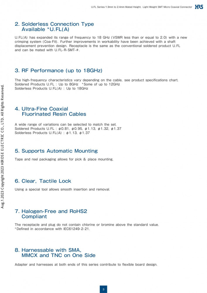 HRS U.FL series datasheet page 3