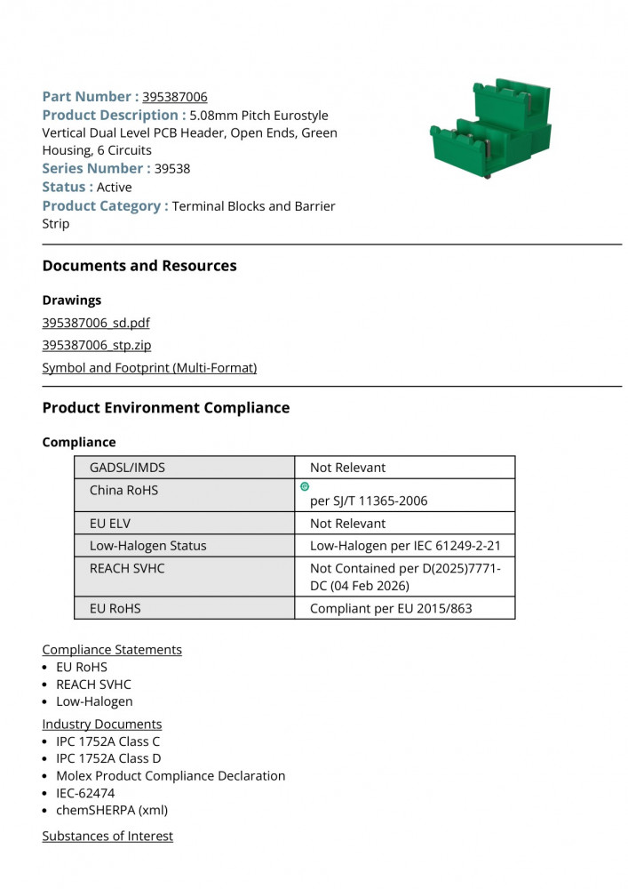 Molex product document image, page 1