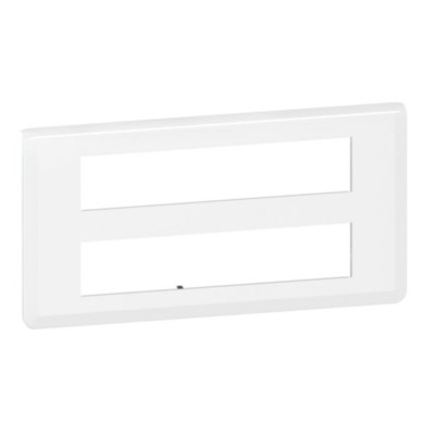 Mosaic - Plate 2 modules antimicrobial - White thermoplastic glossy finish - Snap-on 2-module cover frame for healthcare buildings
