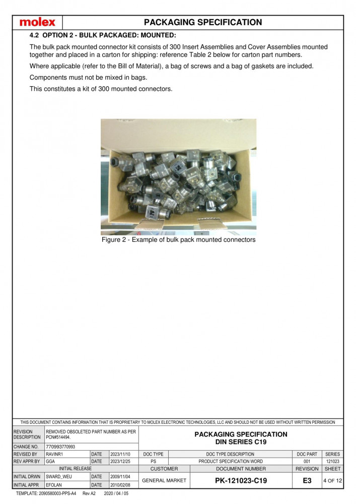 DIN Series C19 packaging specification, page 4
