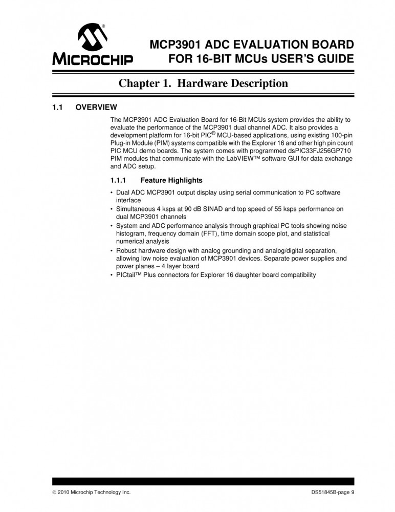 MCP3901EV-MCU16 user guide page 9