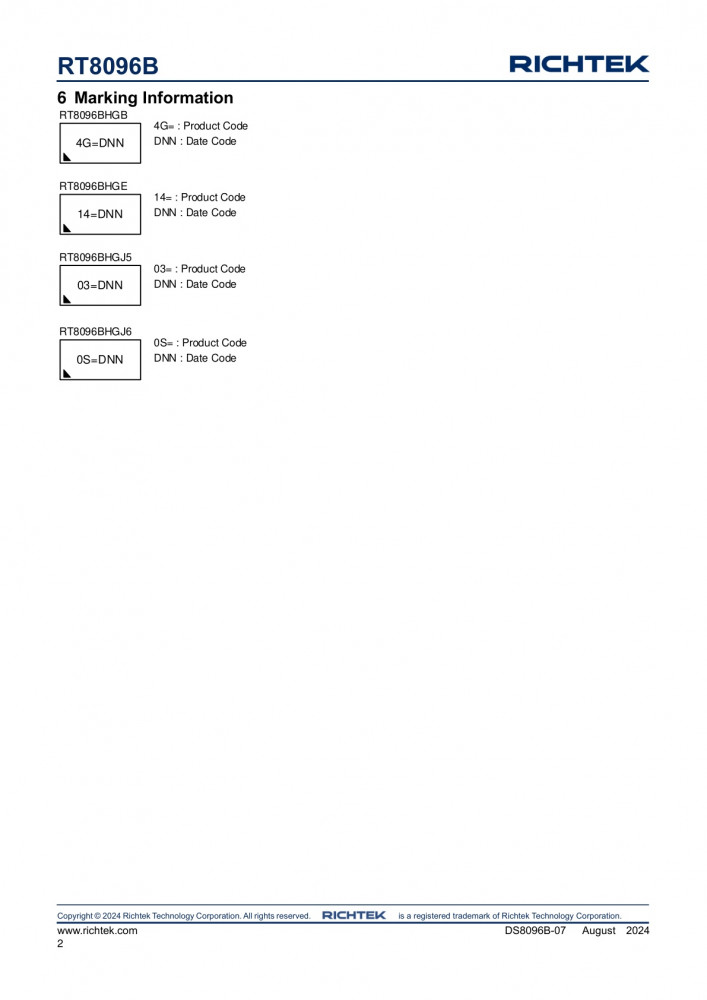 RT8096B datasheet preview, page 2