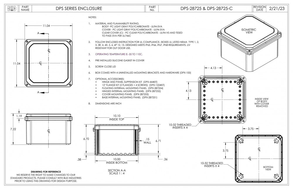 DPS-28725 enclosure technical drawing preview