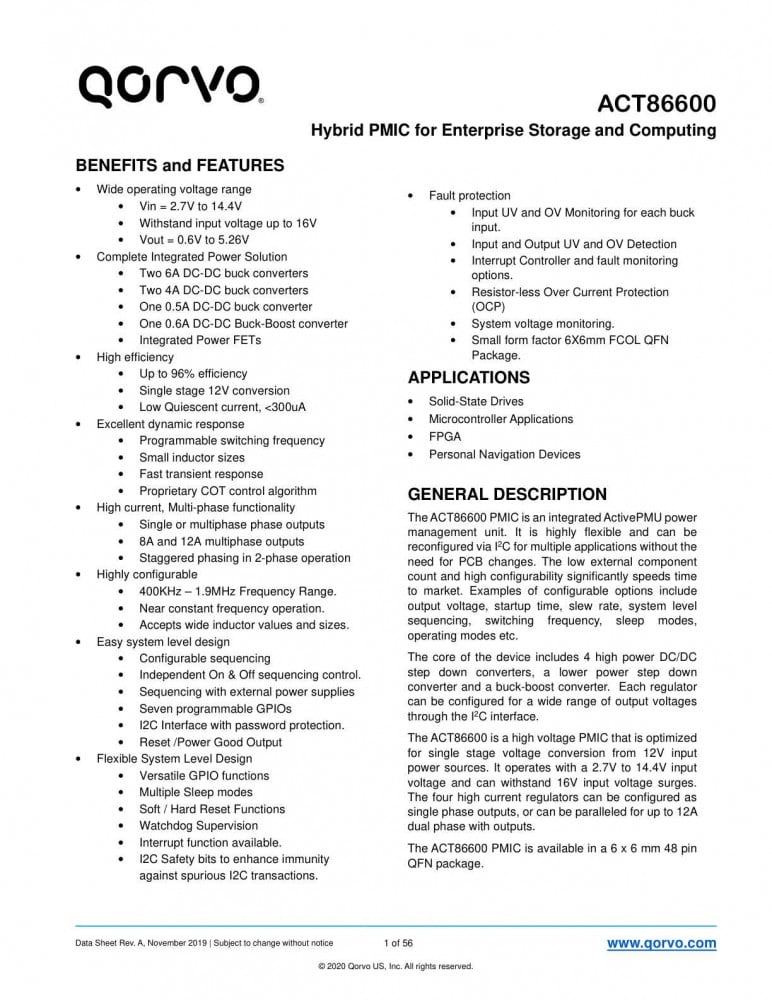 ACT86600 technical document page 1