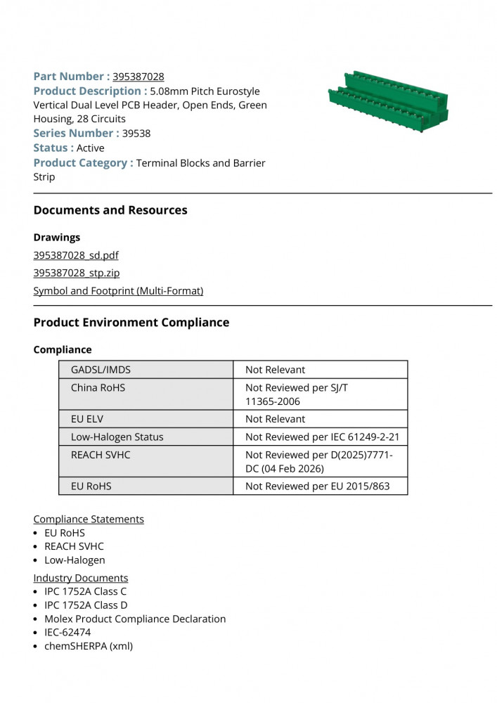 MOLEX 395387028 document image 1