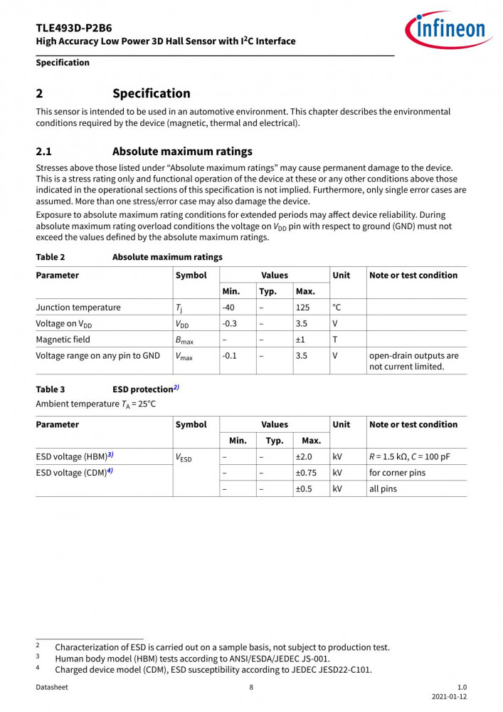TLE493DP2B6A2HTSA1 technical document page 8