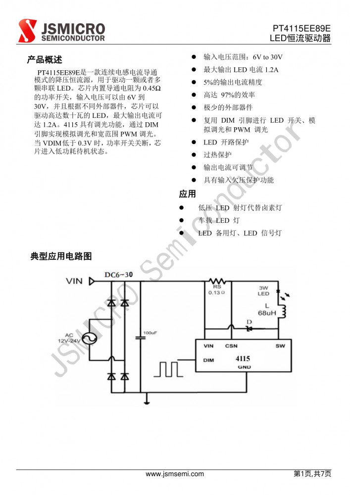 PT4115EE89E-JSM datasheet page 1