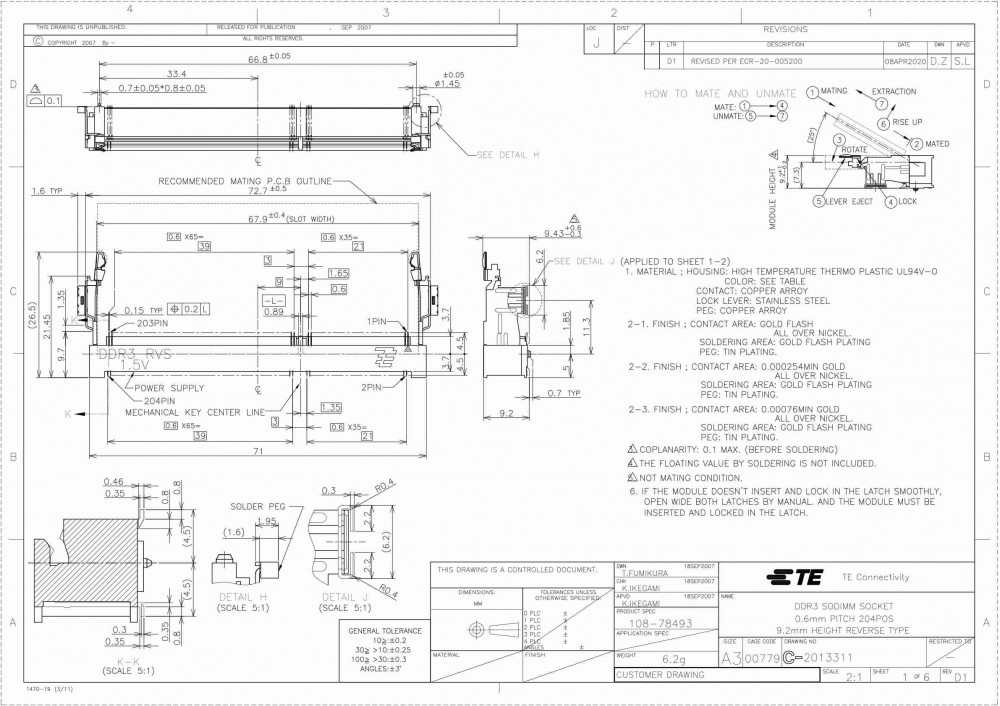 TE Connectivity 2-2013311-1 drawing page 1