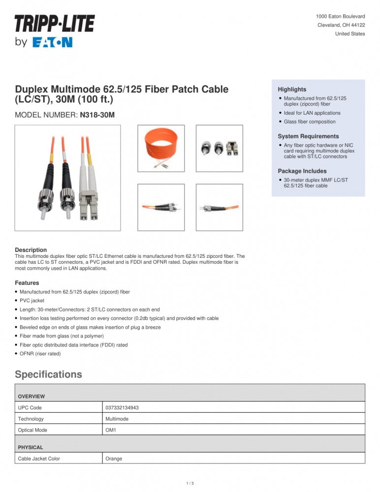 N318-30M product document page 1