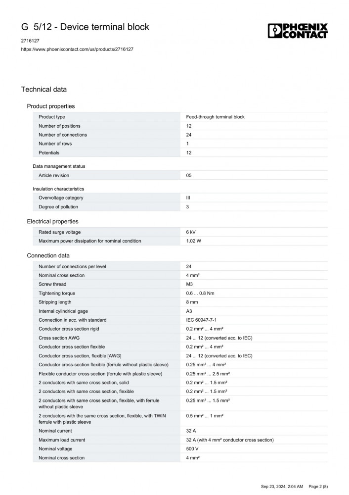 Phoenix Contact 2716127 technical document page 2