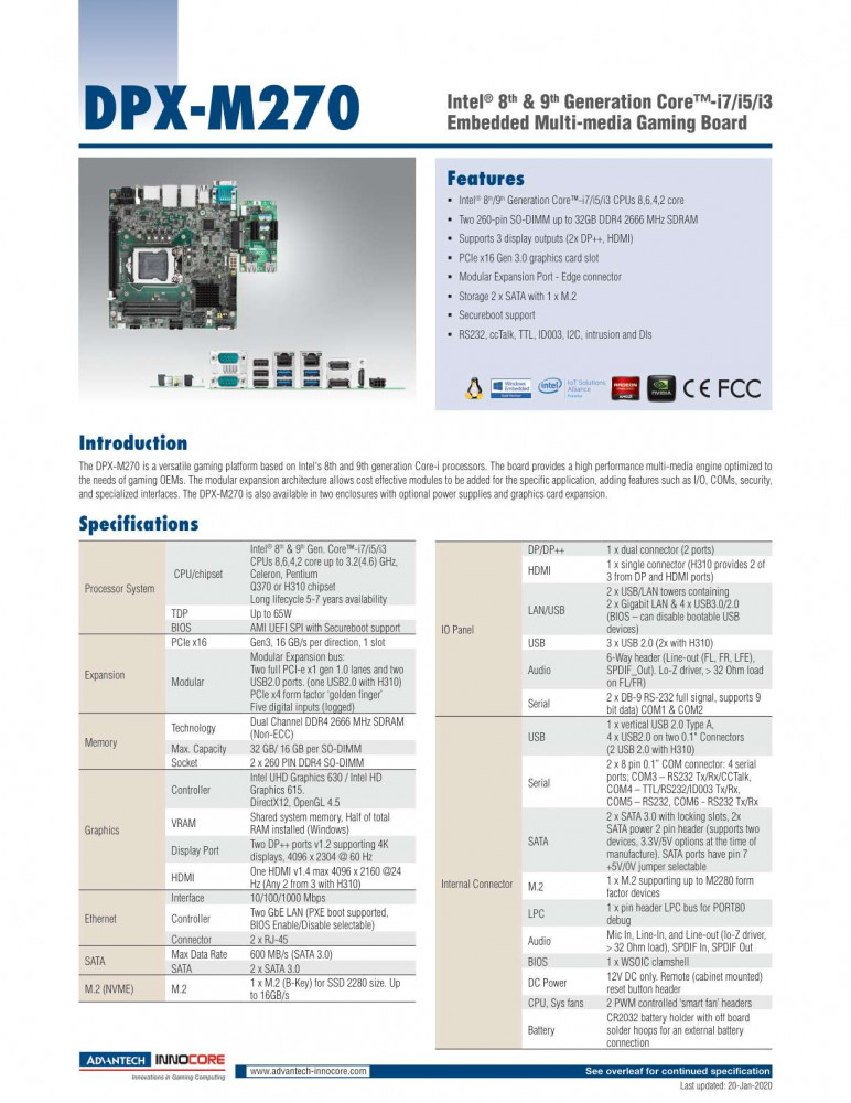 DPX-M270 technical document, page 1