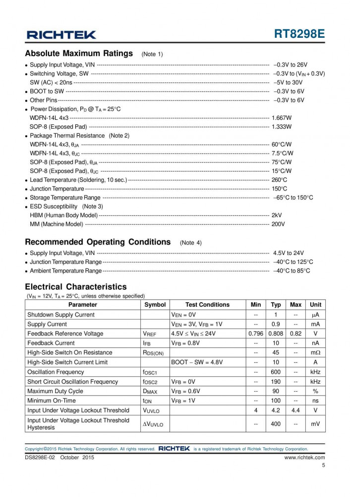 RT8298E datasheet page 5
