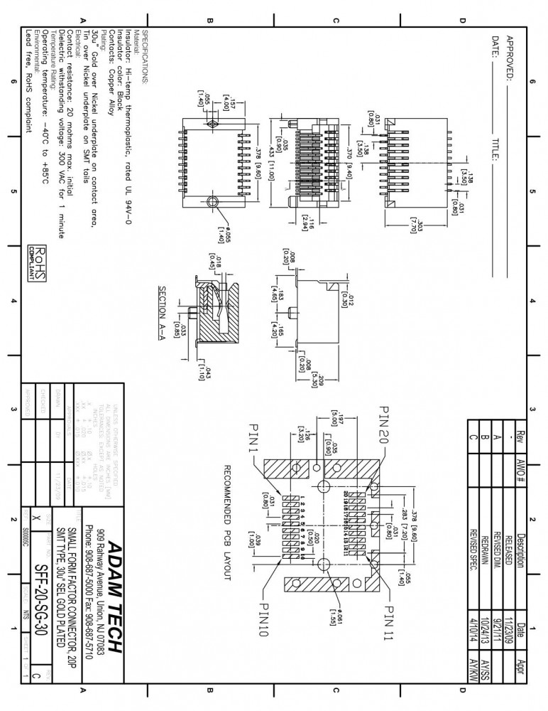 ADAM TECH SFF-20-SG-30 product drawing preview