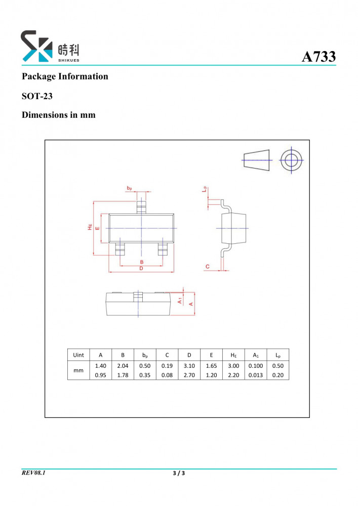 A733 datasheet page 3