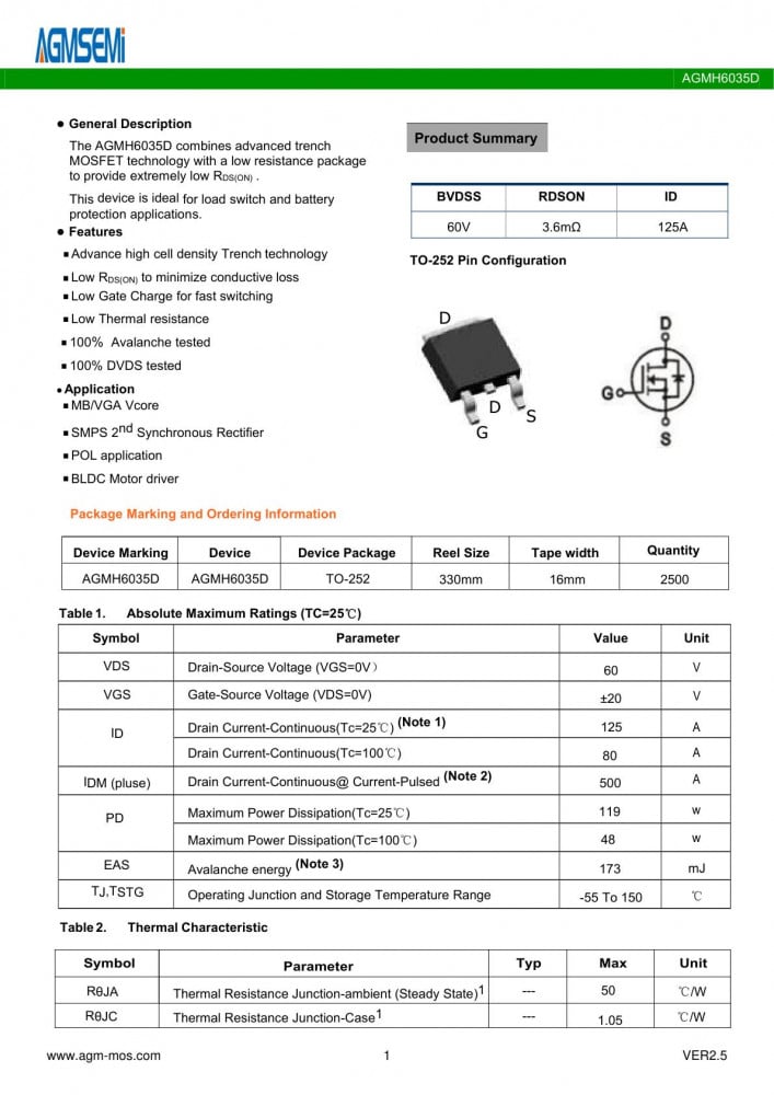 AGMH6035D datasheet page 1