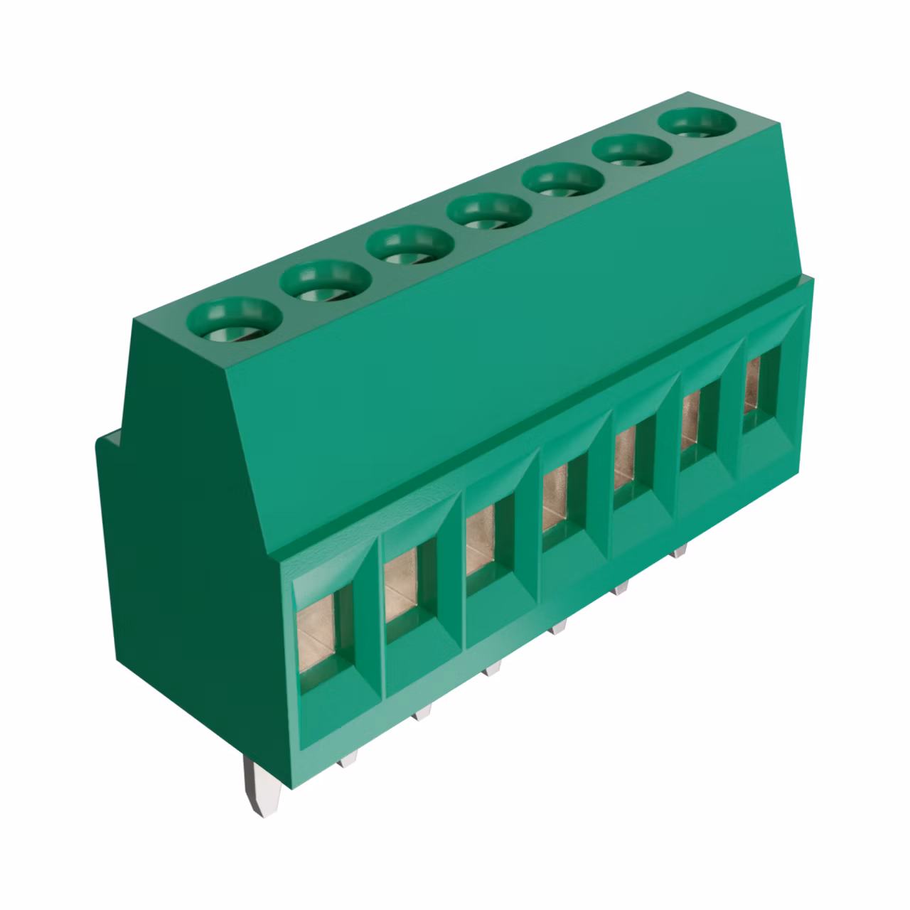 2.54mm Pitch Beau Eurostyle Fixed Mount PCB Terminal Block, Green, 7 Circuits for sale