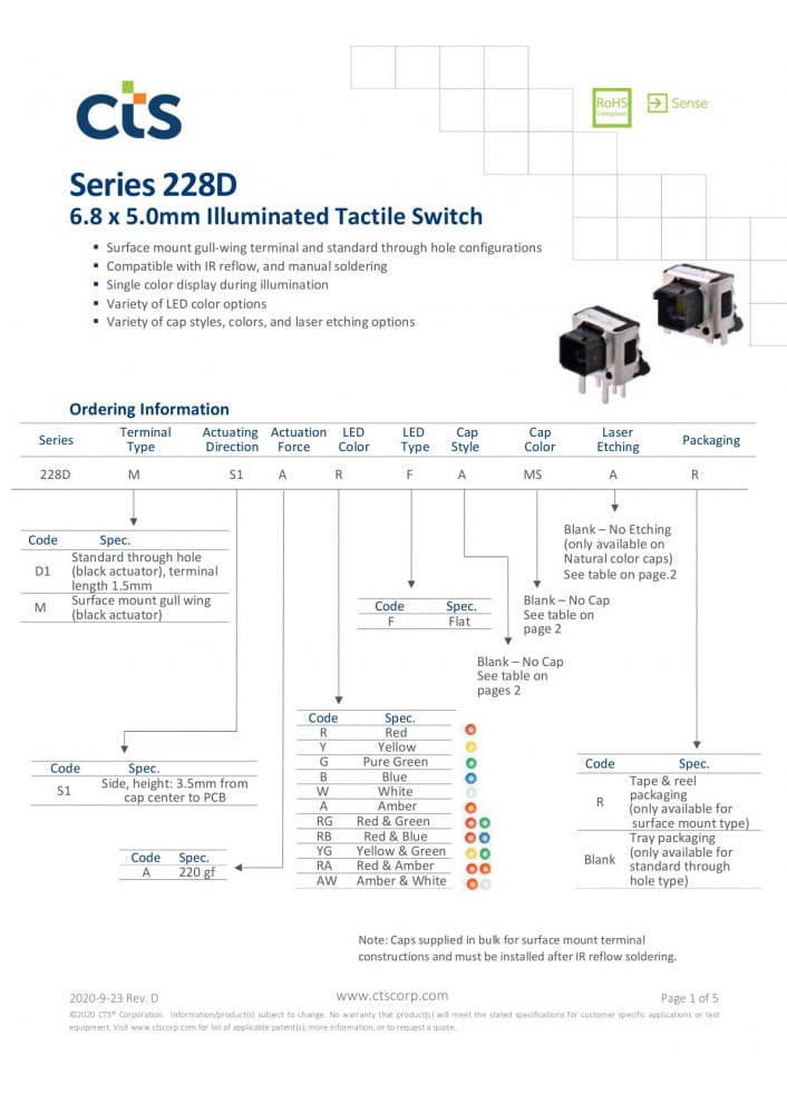 CTS 228D technical document page 1
