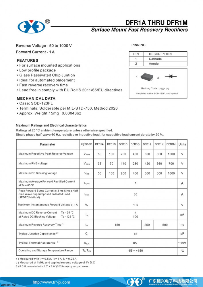DFR1M F7 datasheet page 1