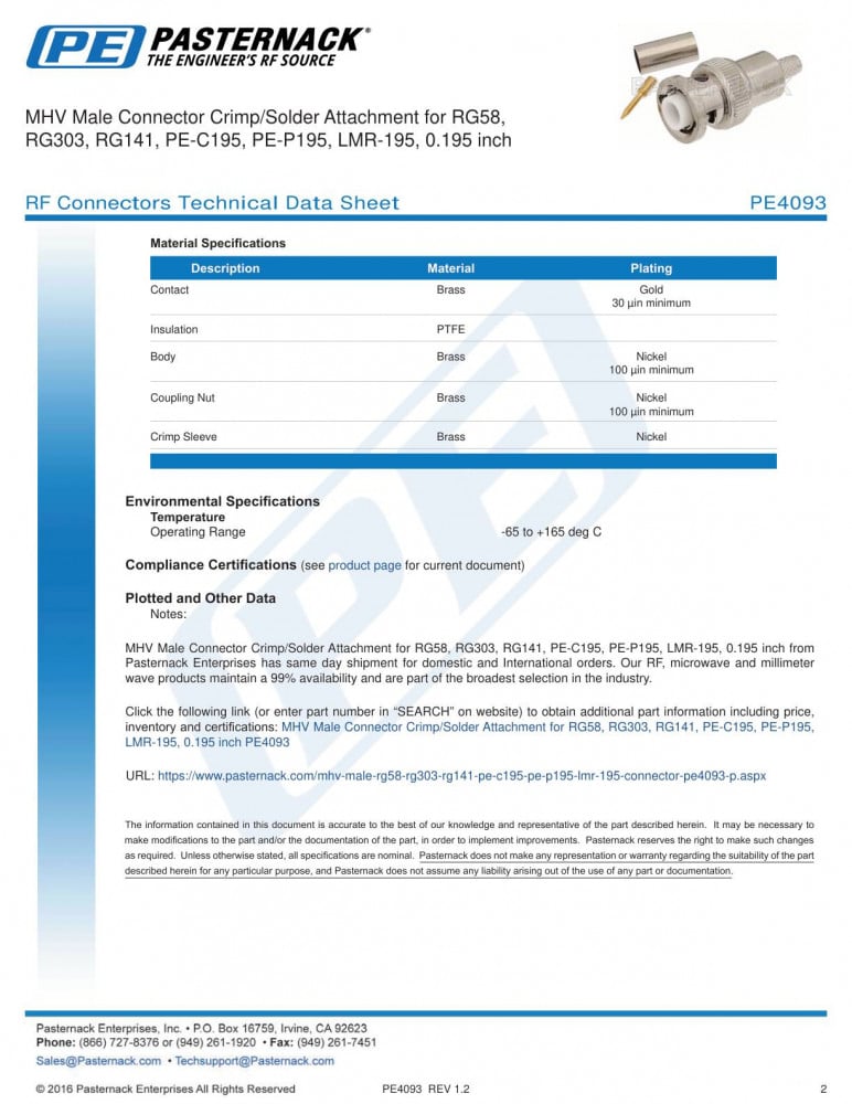 PE4093 technical datasheet page 2