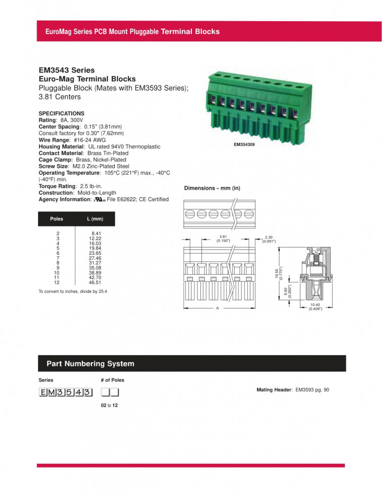EATON EM3543 series technical document page
