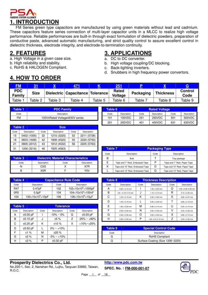 PSA FM Series datasheet page 3