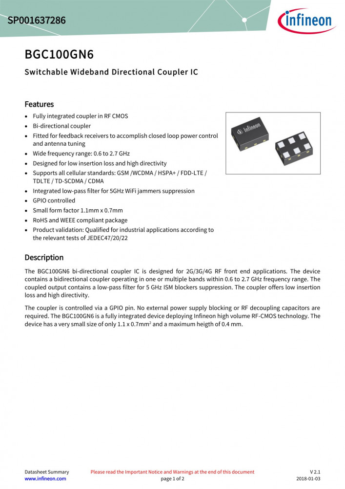 BGC100GN6 datasheet page 1