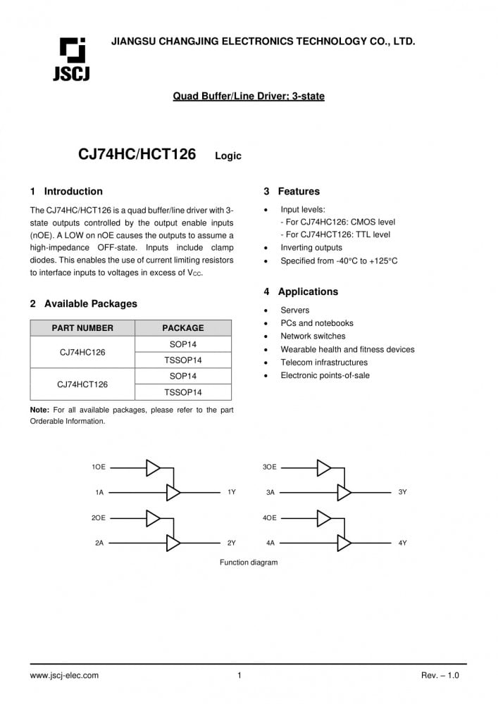 CJ74HC126ADN datasheet page 1