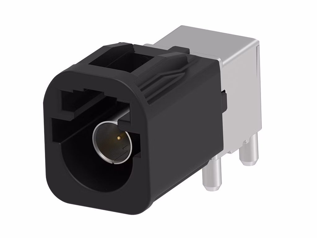 High-Speed FAKRA Mini (HFM) Single Header, 1x1, Right-Angle, Through Hole, Key A, Black, 50 Ohms for sale