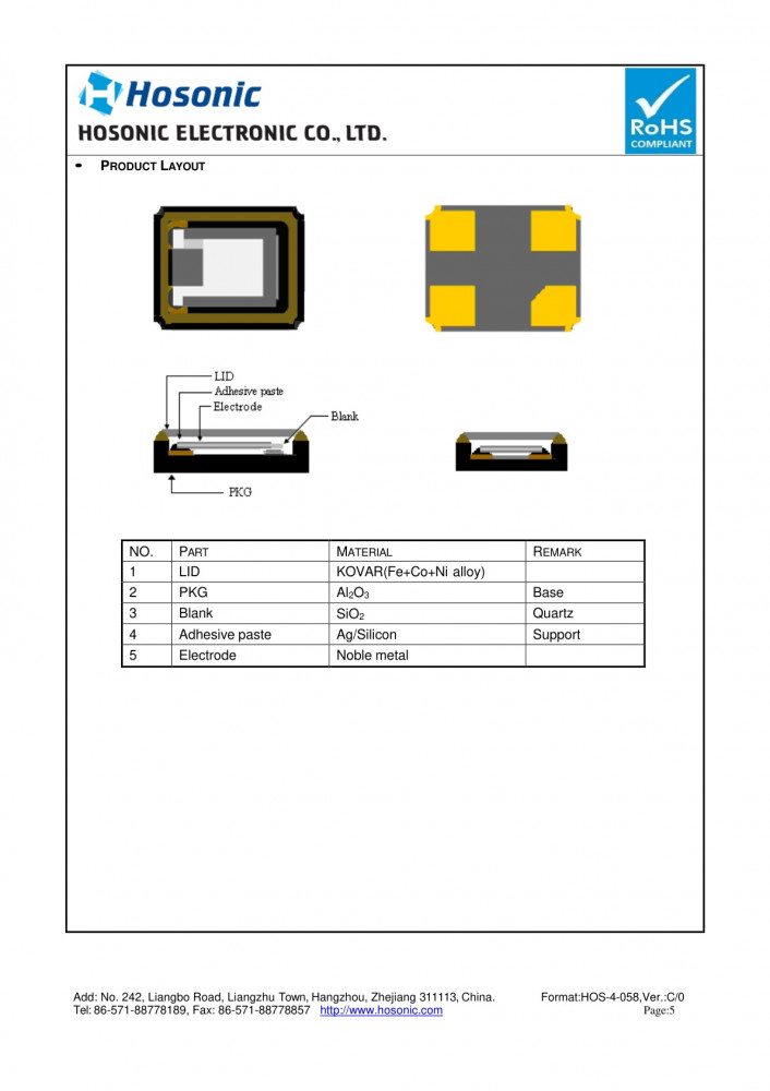 HOSONIC E1SB16E000002E reflow profile page