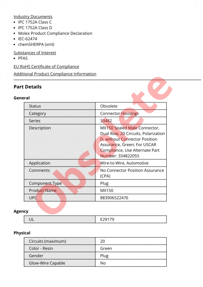 MOLEX 334822004 product drawing preview, page 2