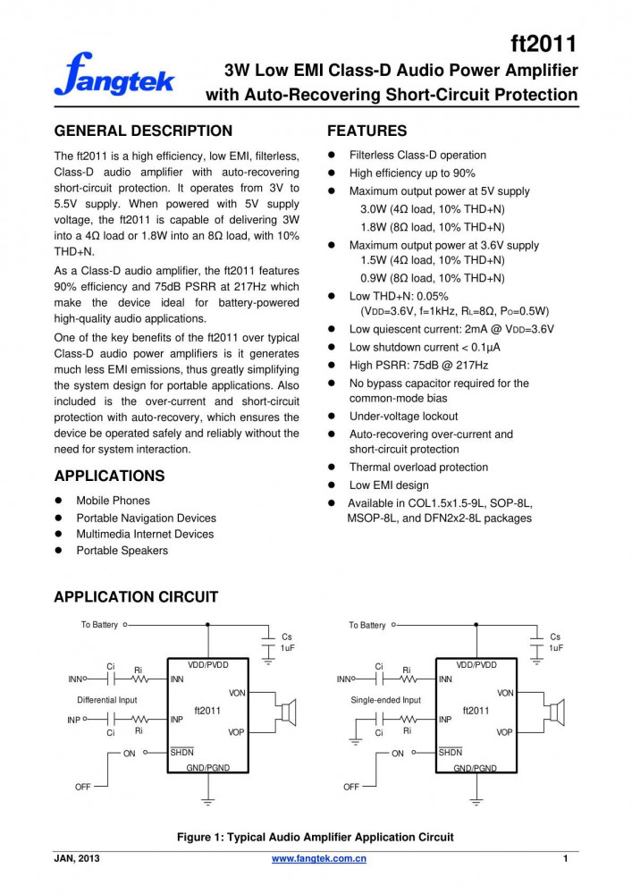 FT2011M datasheet page 1