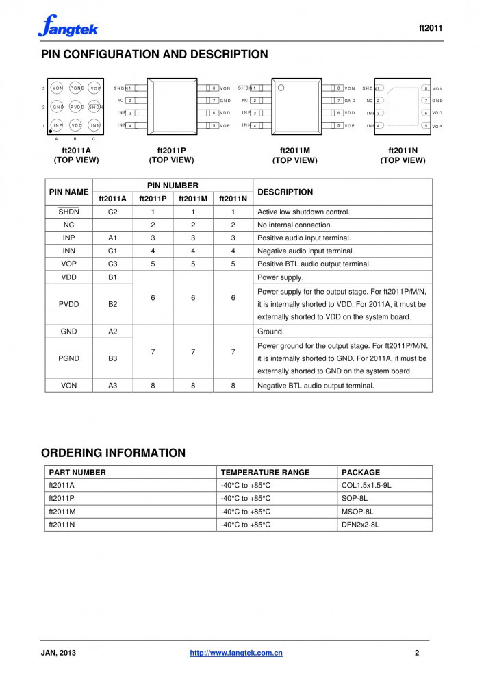 FT2011M datasheet page 2