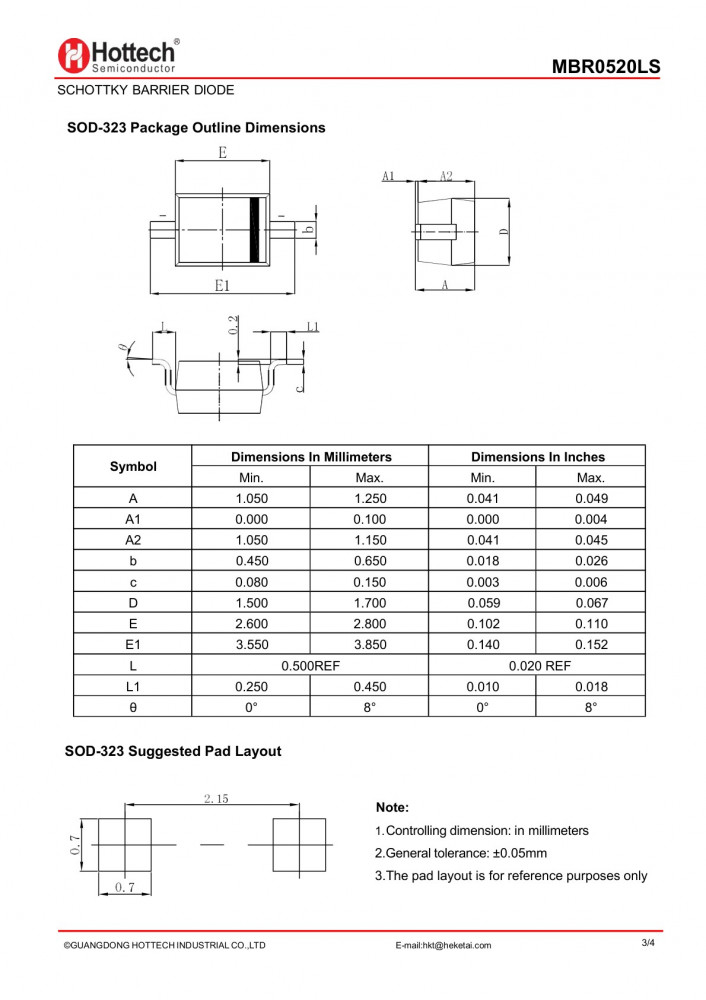 MBR0520LS datasheet page 3