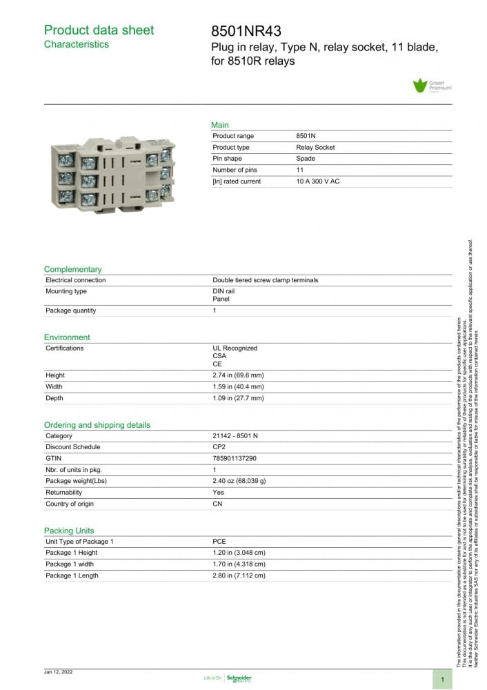 8501NR43 technical document page 1