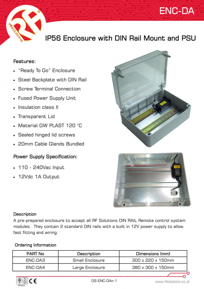 ENC-DA enclosure documentation page 1