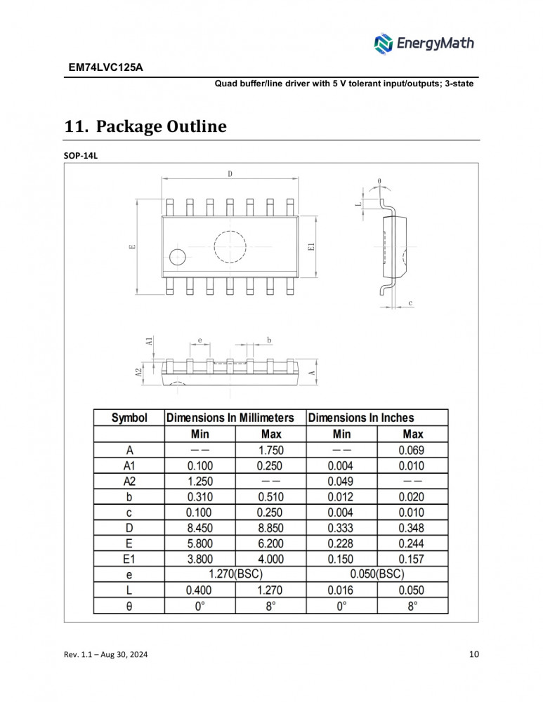 EM74LVC125AD datasheet page 10