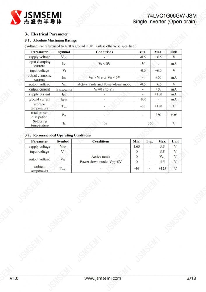 74LVC1G06GW-JSM datasheet page 3