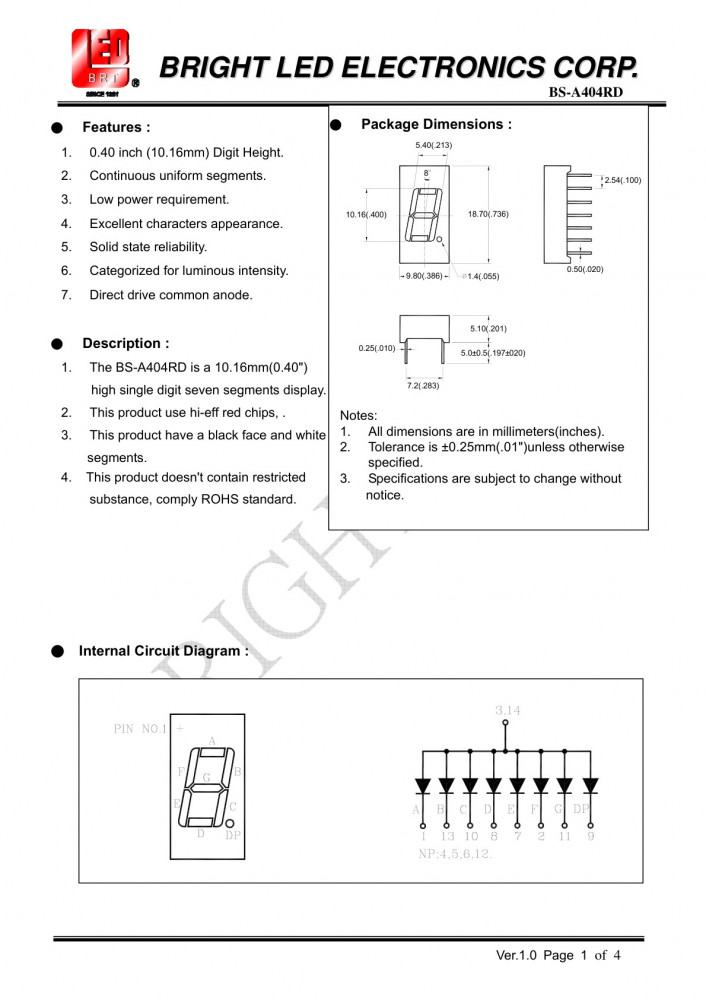 BS-A404RD datasheet page 1