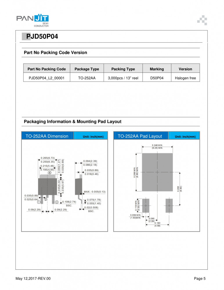 PANJIT PJD50P04 datasheet page 5