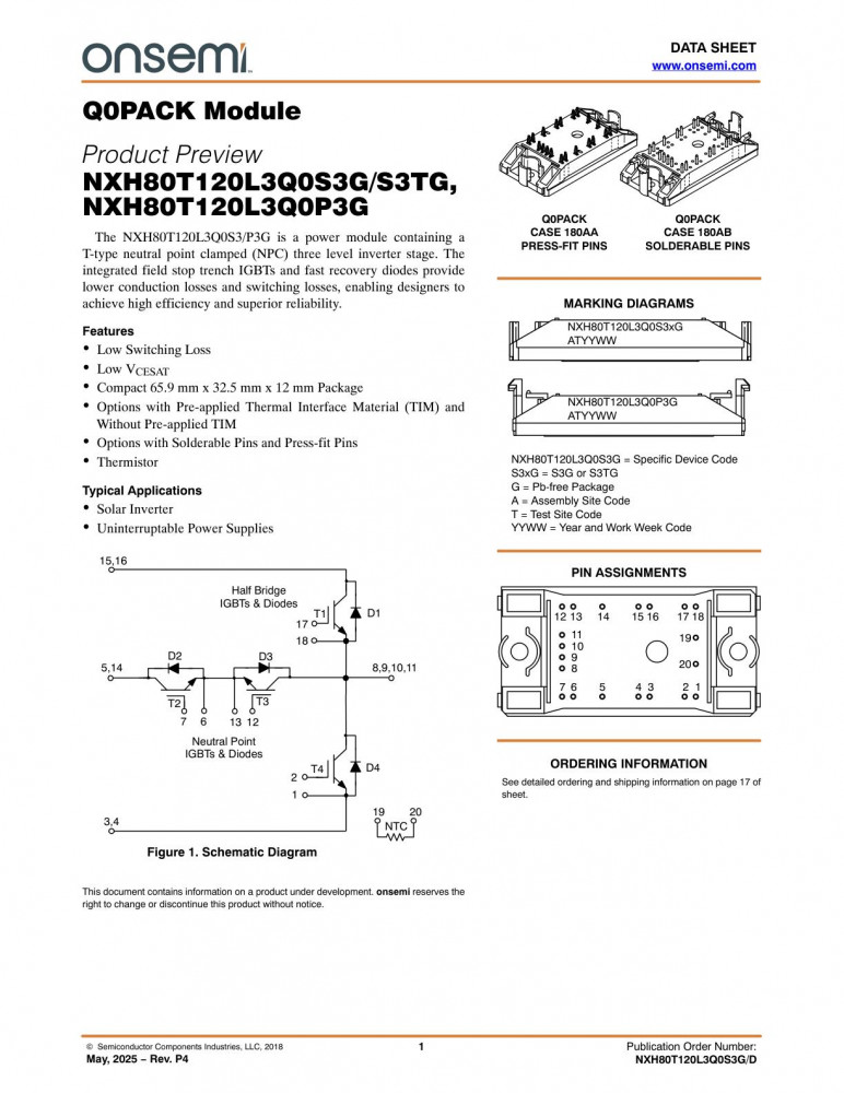 NXH80T120L3Q0 datasheet page 1