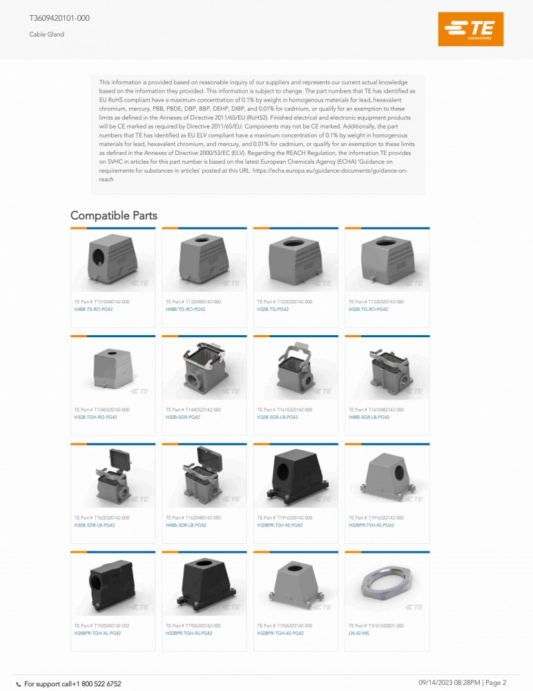 TE Connectivity product document page 2