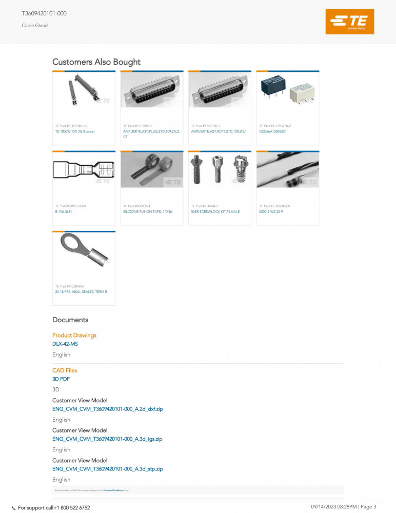 TE Connectivity product document page 3